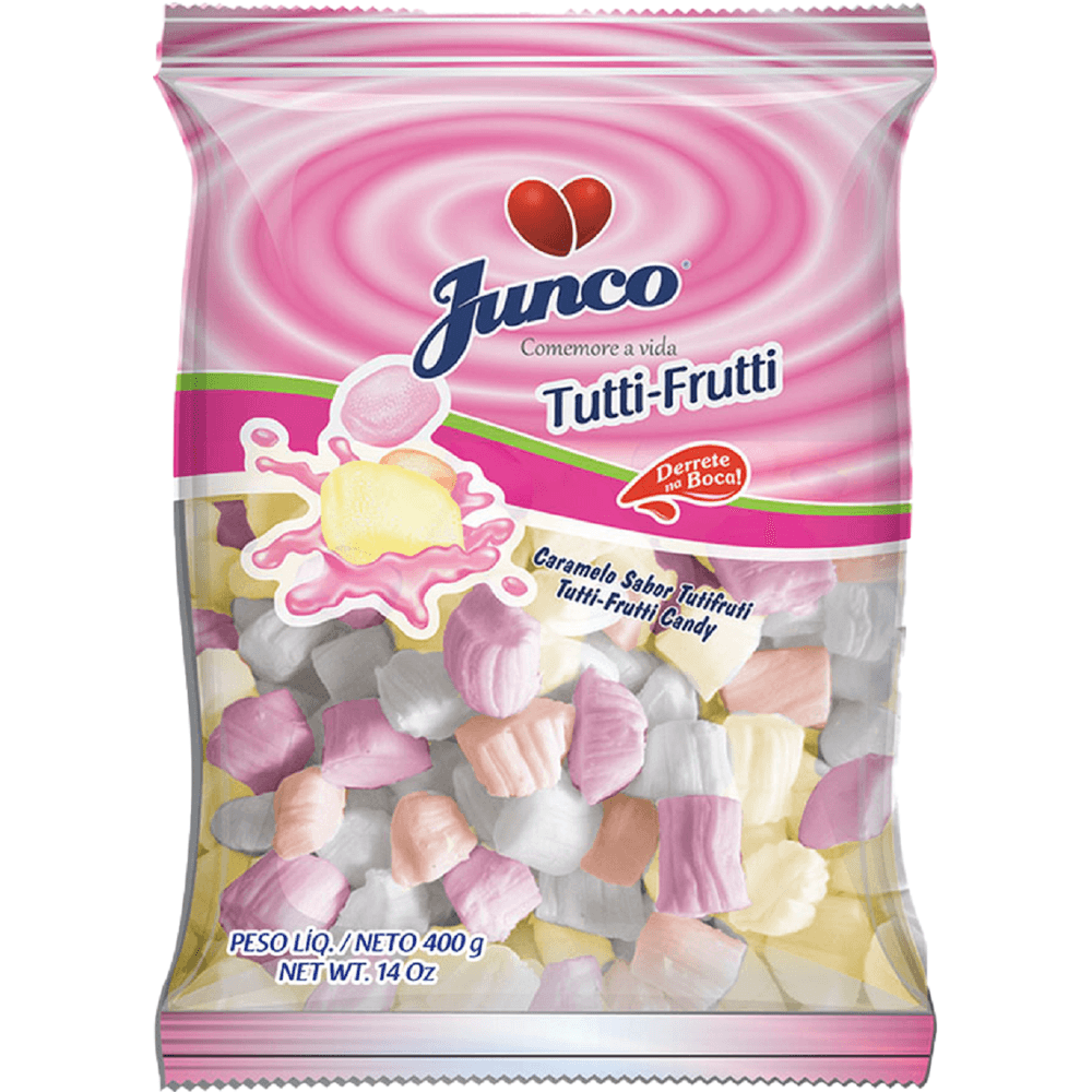 BALA DE COCO SABOR TUTTI FRUTTI 400G JUNCO - docesvaz