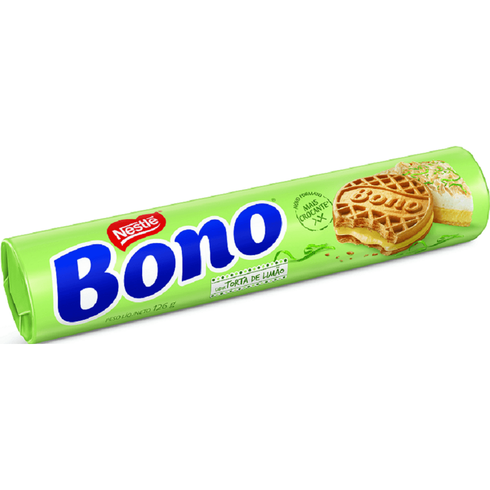 BISCOITO BONO RECHEADO SABOR TORTA DE LIMAO 126G - docesvaz