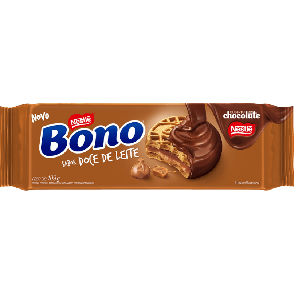 BISCOITO BONO RECHEADO SABOR DOCE DE LEITE COBERTO COM CHOCOLATE AO ...