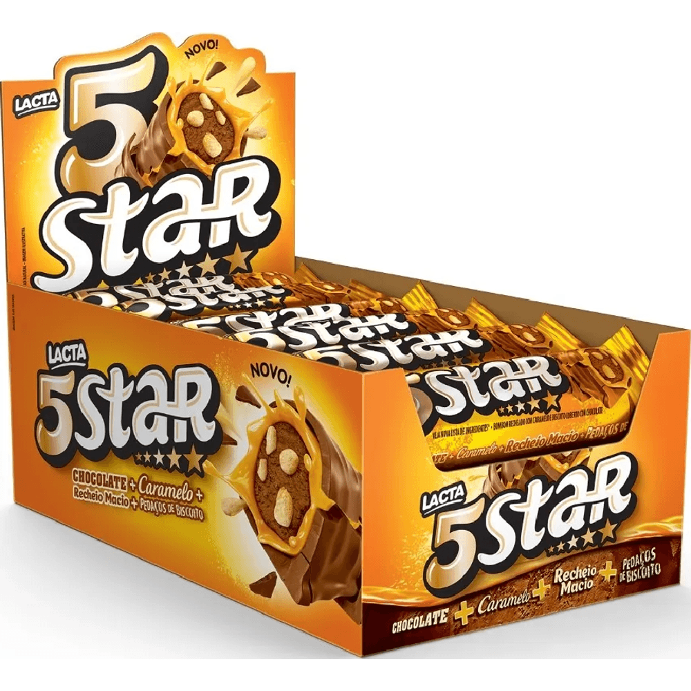 CHOCOLATE 5STAR CONTEM 18 UNIDADES DE 40G CADA - docesvaz