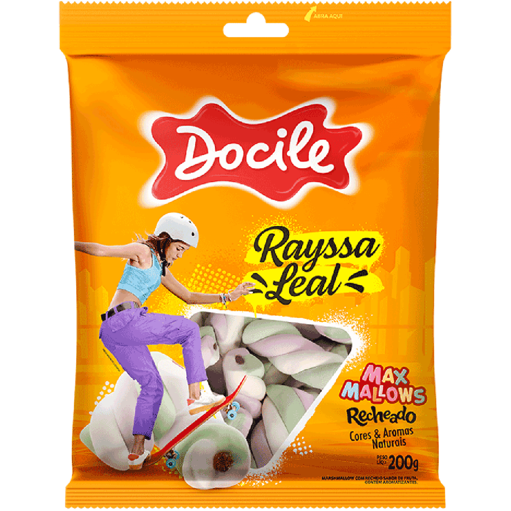 MARSHMALLOW RECHEADO SABOR FRUTAS COLORIDO 200G DOCILE - docesvaz