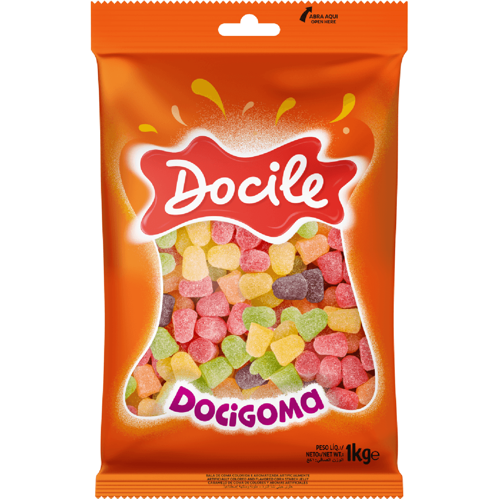 BALA DE GOMA COLORIDA SINO 1KG DOCILE - docesvaz