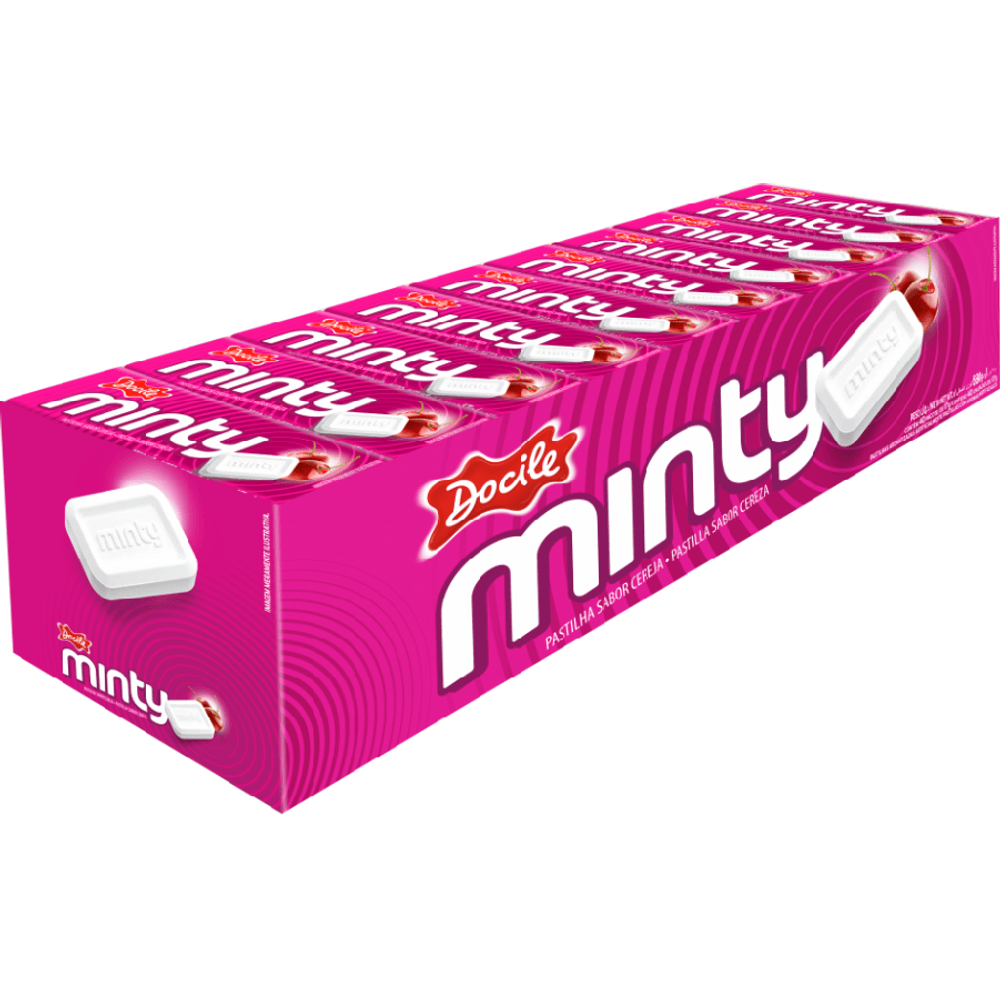 PASTILHA MINTY SABOR CEREJA CONTEM 40 PACOTES DE 17G CADA DOCILE - docesvaz