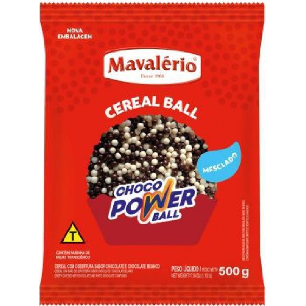 CHOCO POWER BALL MINI PRETO E BRANCO 500G MAVALERIO - docesvaz