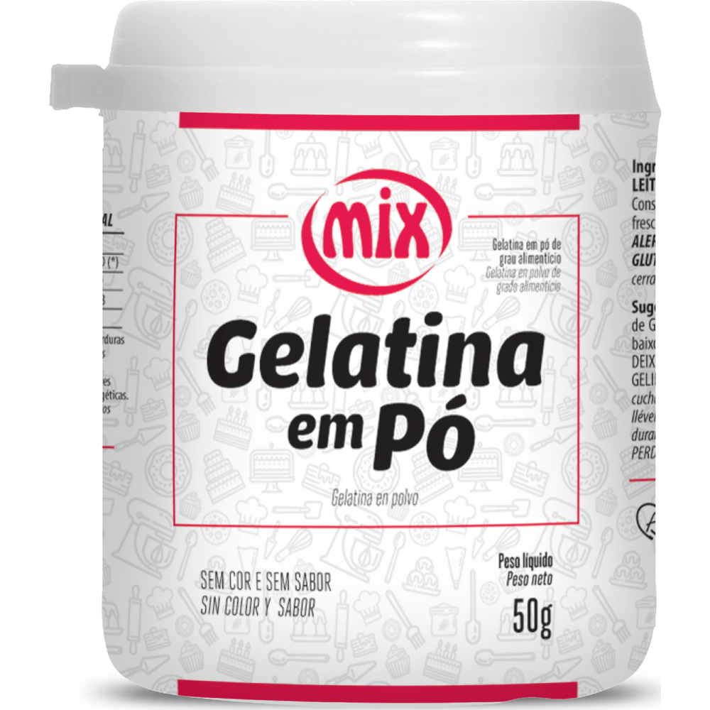 GELATINA EM PO INCOLOR 50GR MIX - docesvaz