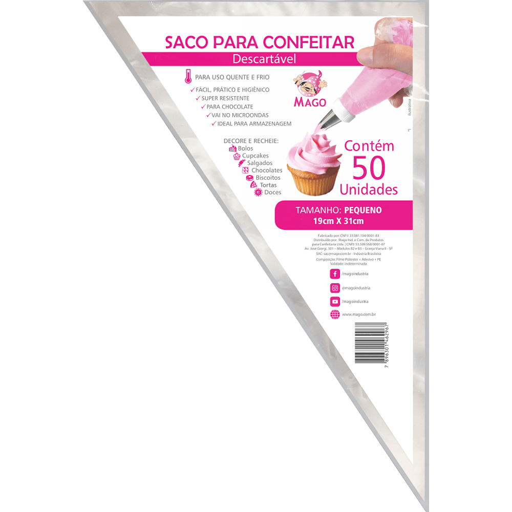 SACO CONFEITAR DESCARTAVEL COM 50 PEQUENO MAGO - docesvaz