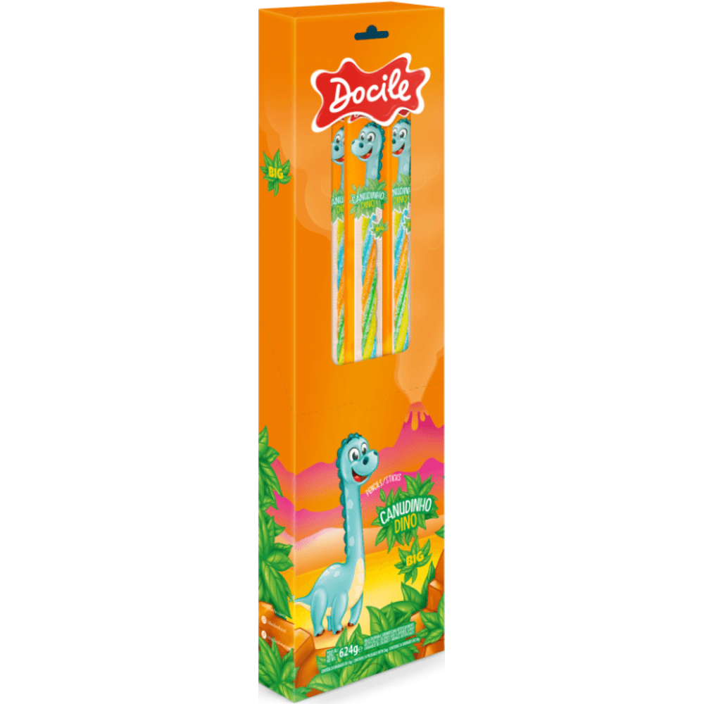 BALA COLORIDA CANUDINHO DINO BIG TWIST CONTEM 24 UNIDADES DE 26G DOCILE ...