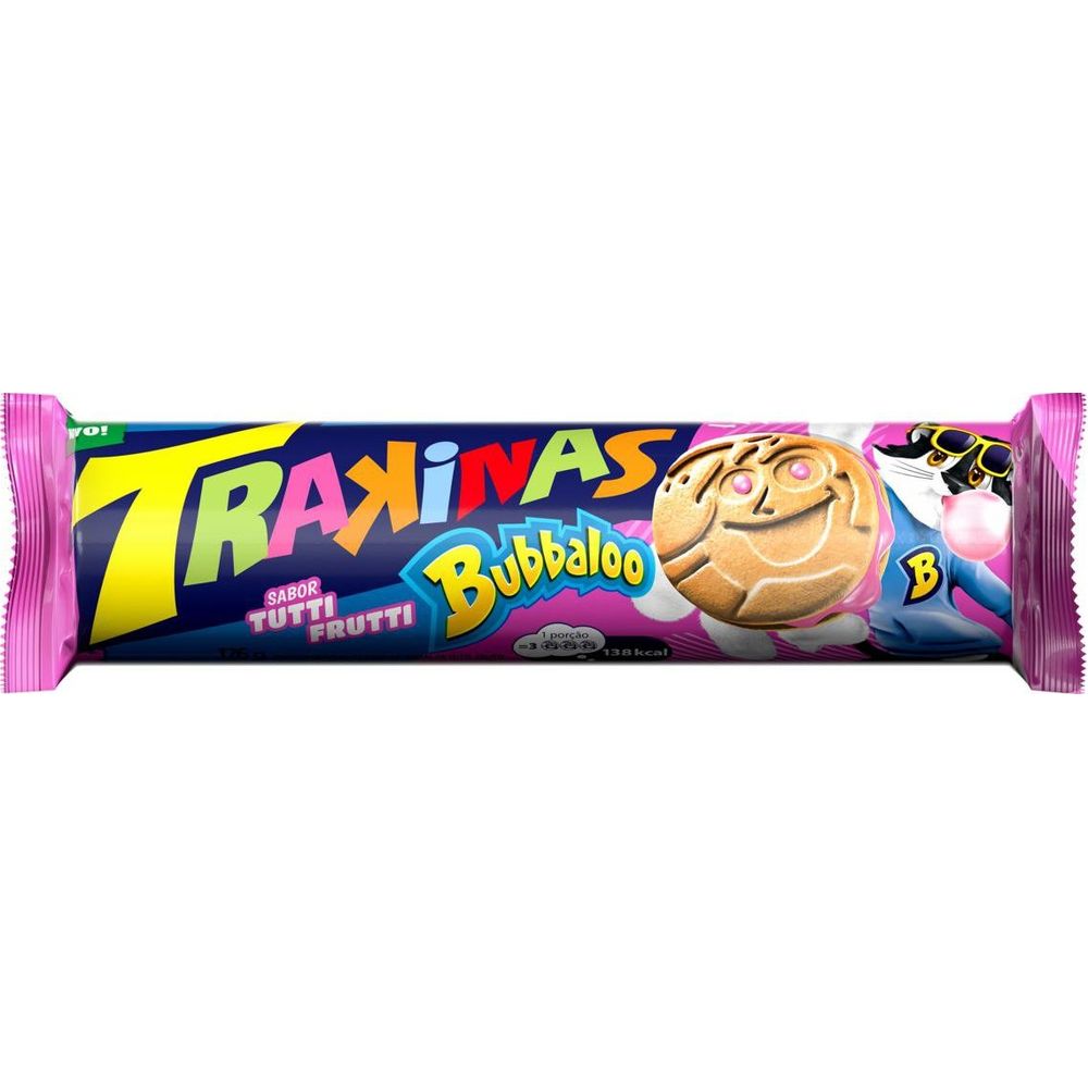 BISCOITO TRAKINAS RECHEADO SABOR TUTTI FRUTTI 126G - docesvaz