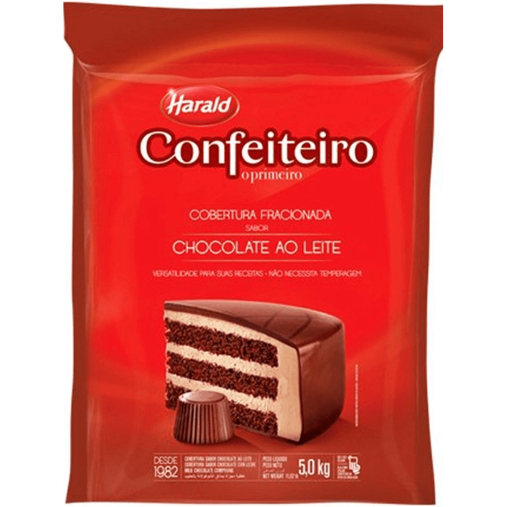 CHOCOLATE COBERTURA CONFEITEIRO FRACIONADA AO LEITE 5KG HARALD - docesvaz