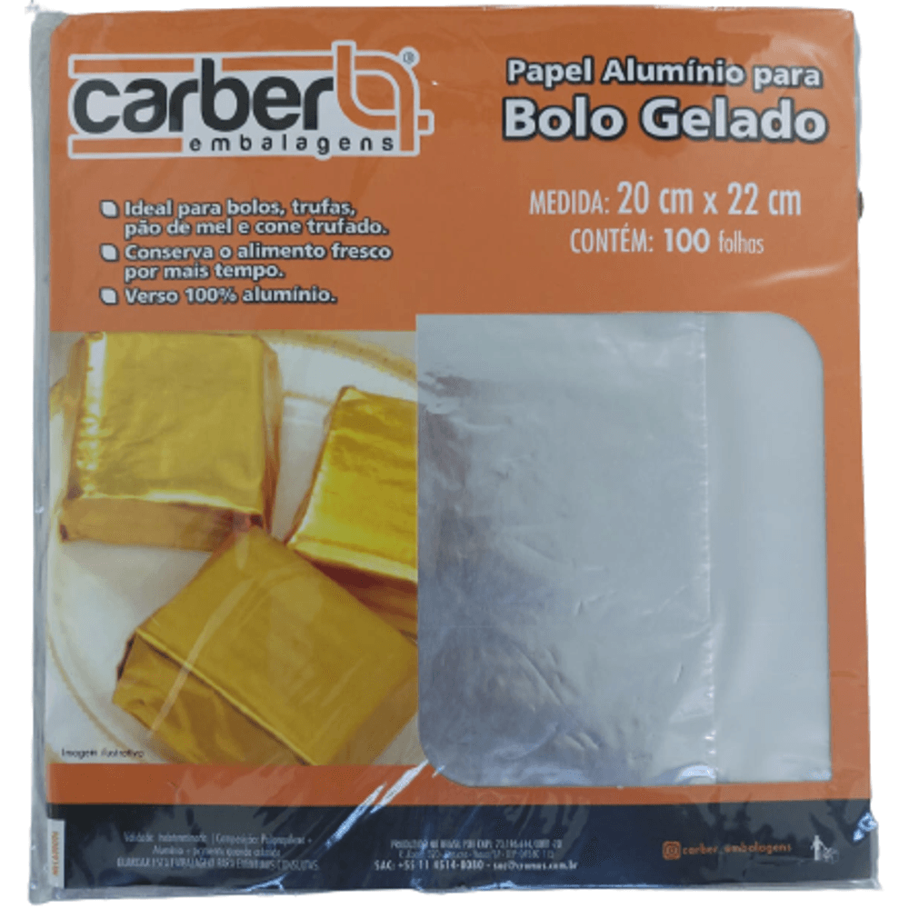 PAPEL ALUMINIO PARA BOLO GELADO INCOLOR 20X22 CM COM 100 UNIDADES ...